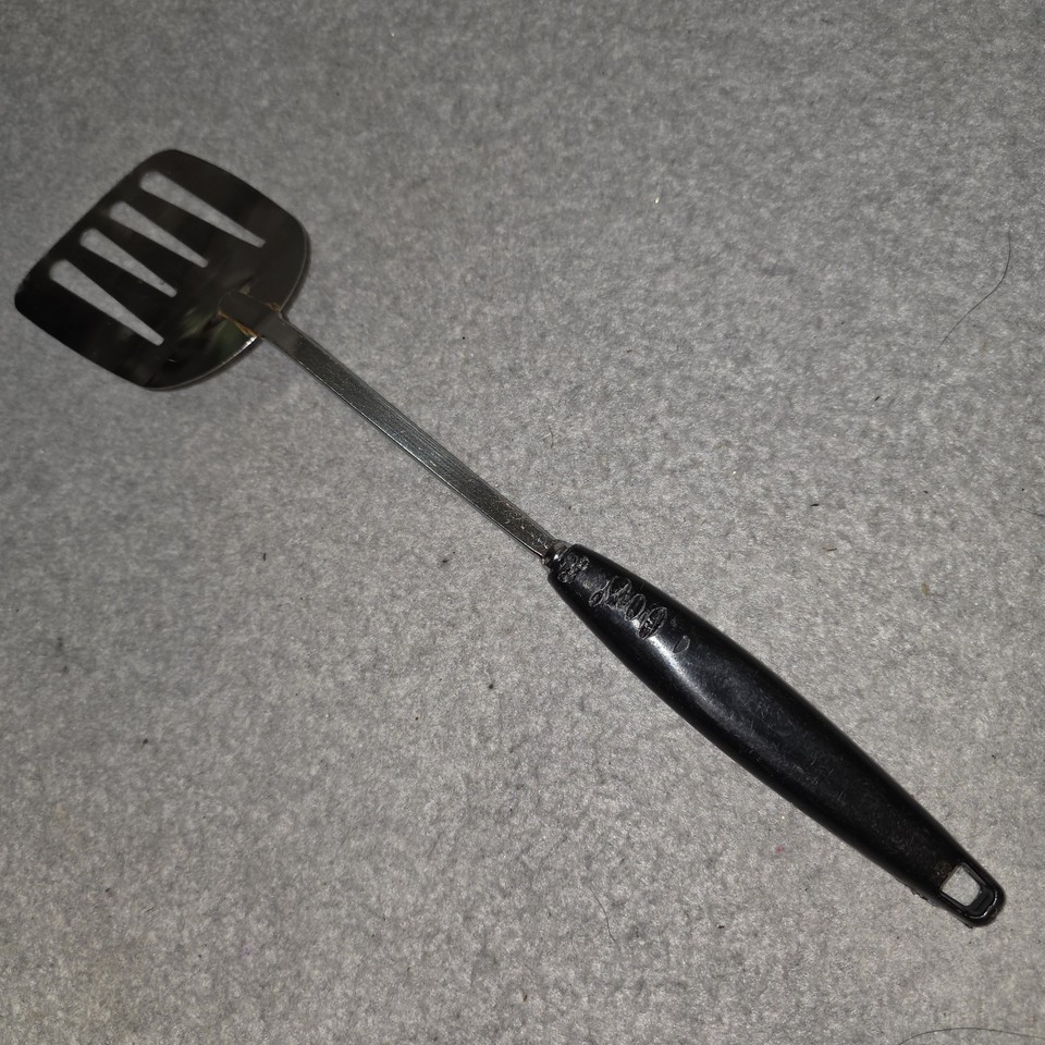 Vintage Foley Chrome-Plated Slotted, Angled Spatula w/Black Plastic ...