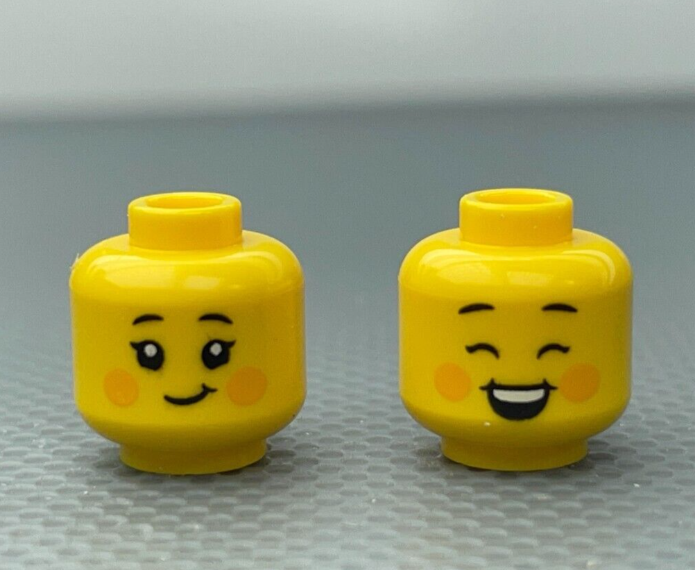 LEGO Minifigure Yellow Head Female Black Eyebrows Orange Cheeks Closed ...