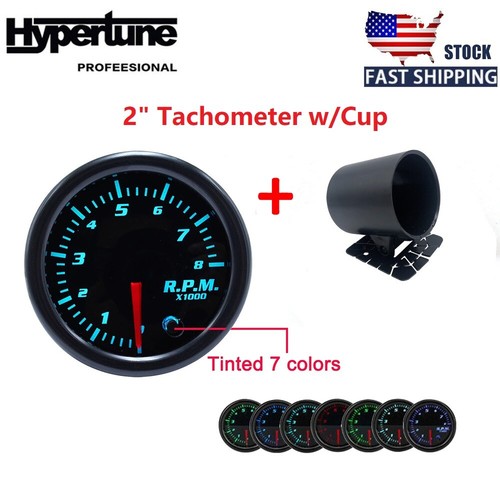 2-1/16" 52mm 7 Colors Tachometer Tacho Gauge W/Cup Tacho Gauge Meter 0 ...