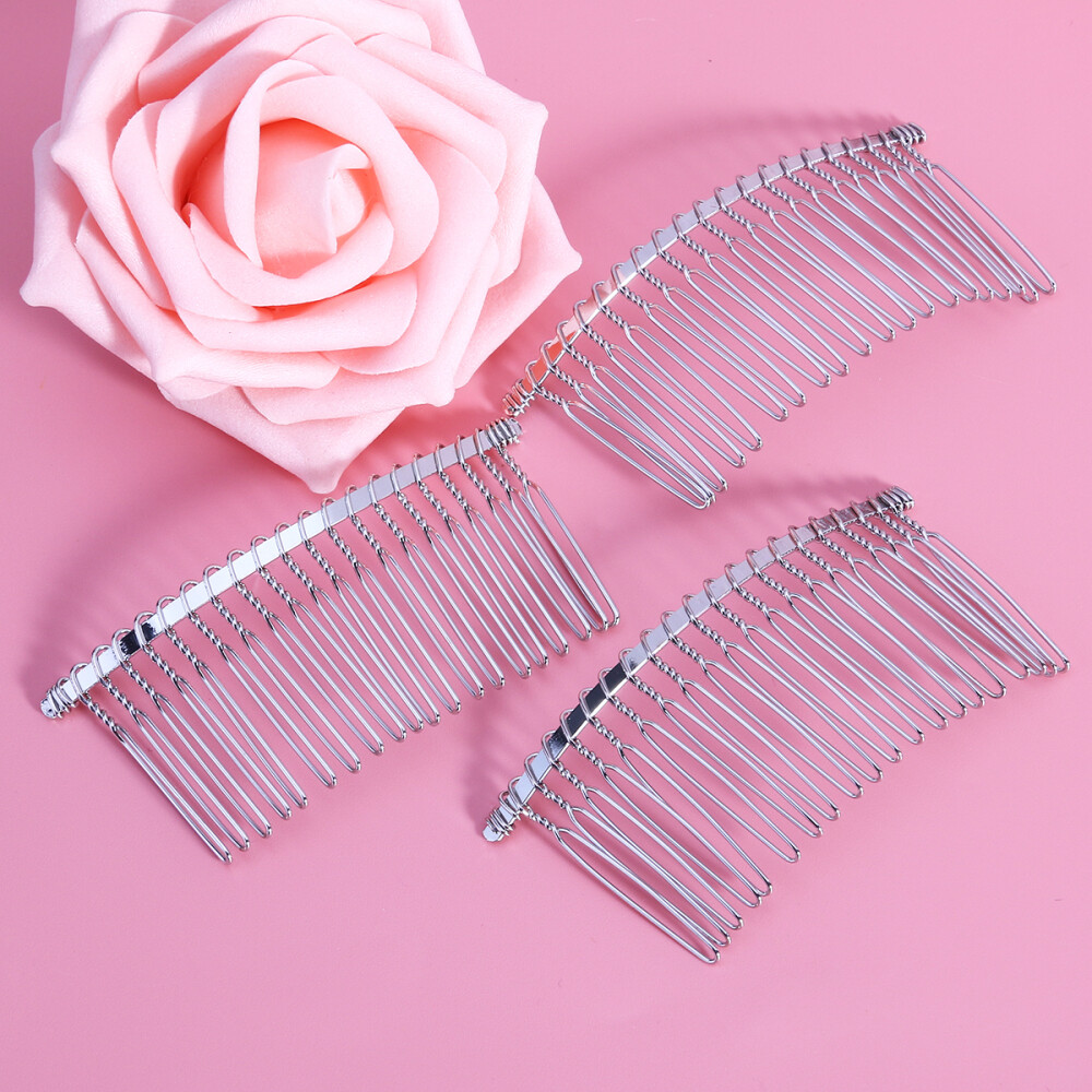 TINKSKY 3pcs 7.8cm 20 Teeth Fancy DIY Metal Wire Hair Clip Combs Bridal ...
