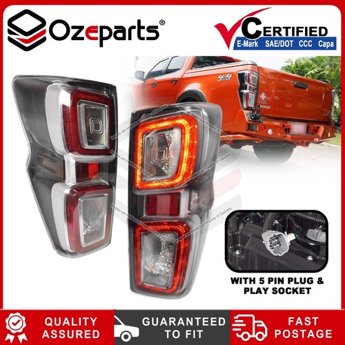 Pair LH+RH Tail Light Rear Lamp LED Silver For Isuzu DMax D-Max RG Ute ...