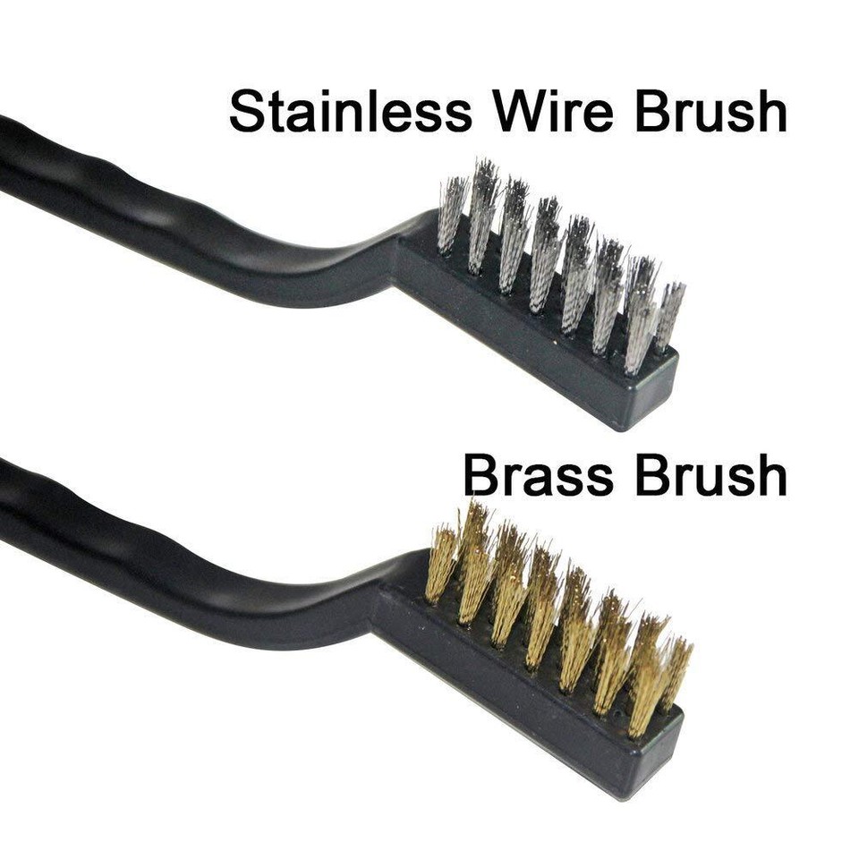 12pcs Mini Wire Brushes Stainless Steel & Brass Brush Set Curved Handle ...