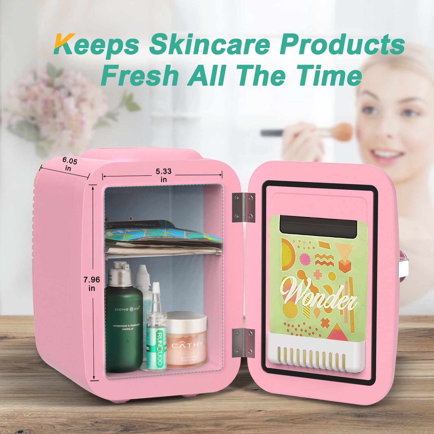 CROWNFUL Mini Fridge, 4 Liter/6 Can Portable Cooler and Warmer Personal ...