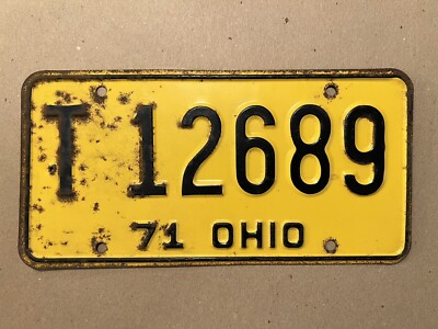 1971 Ohio license plate - Single Plate - T 12689 Yellow w/ Rust | eBay