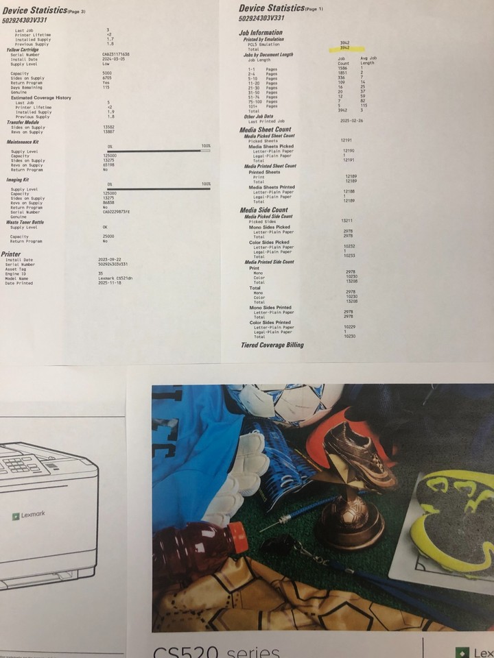 Lexmark CS521 CS521dn Color Duplex Network Laser Printer - 3942 pages ...