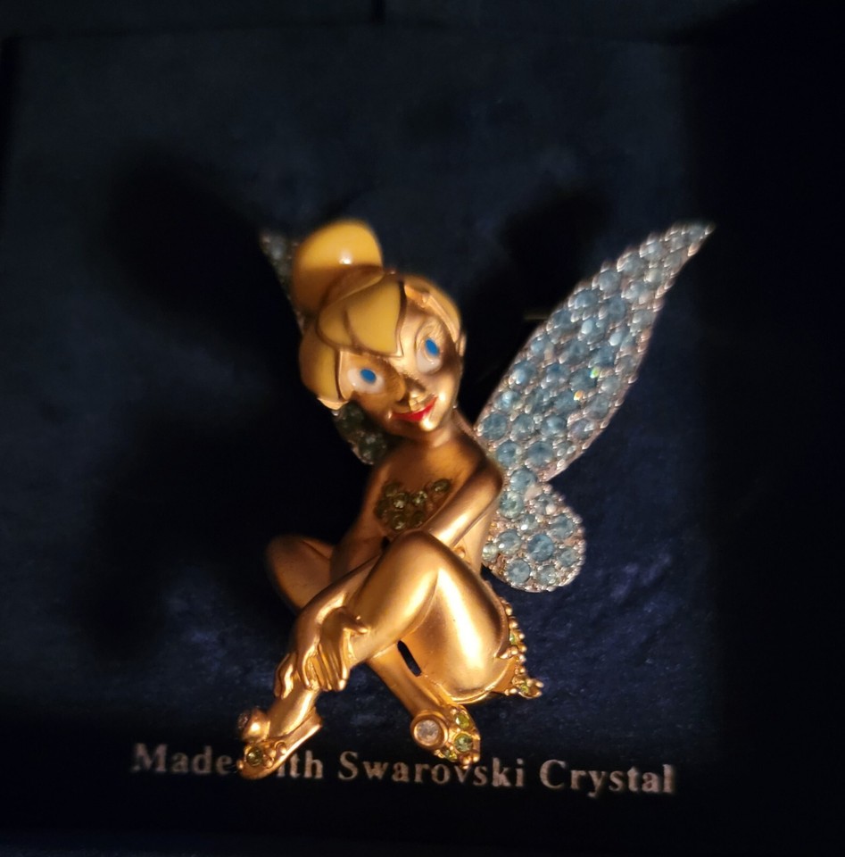 Swarovski Disney Signed Tinkerbell Sitting Pin Brooch Limited Edition ...