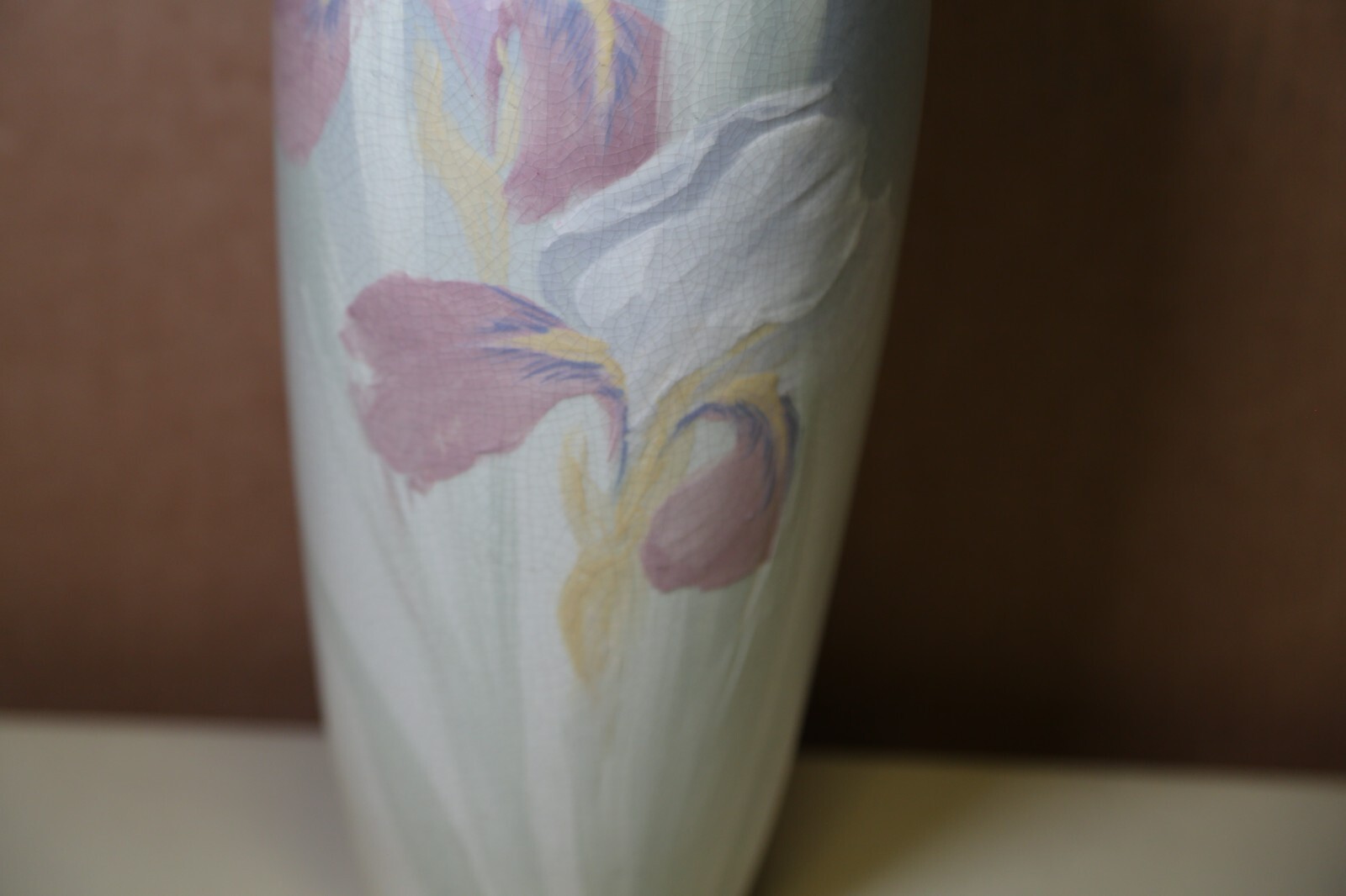Weller Pottery Vase Lilly Iris Pinks Whites Pale Blue Handpainted 1920s ...
