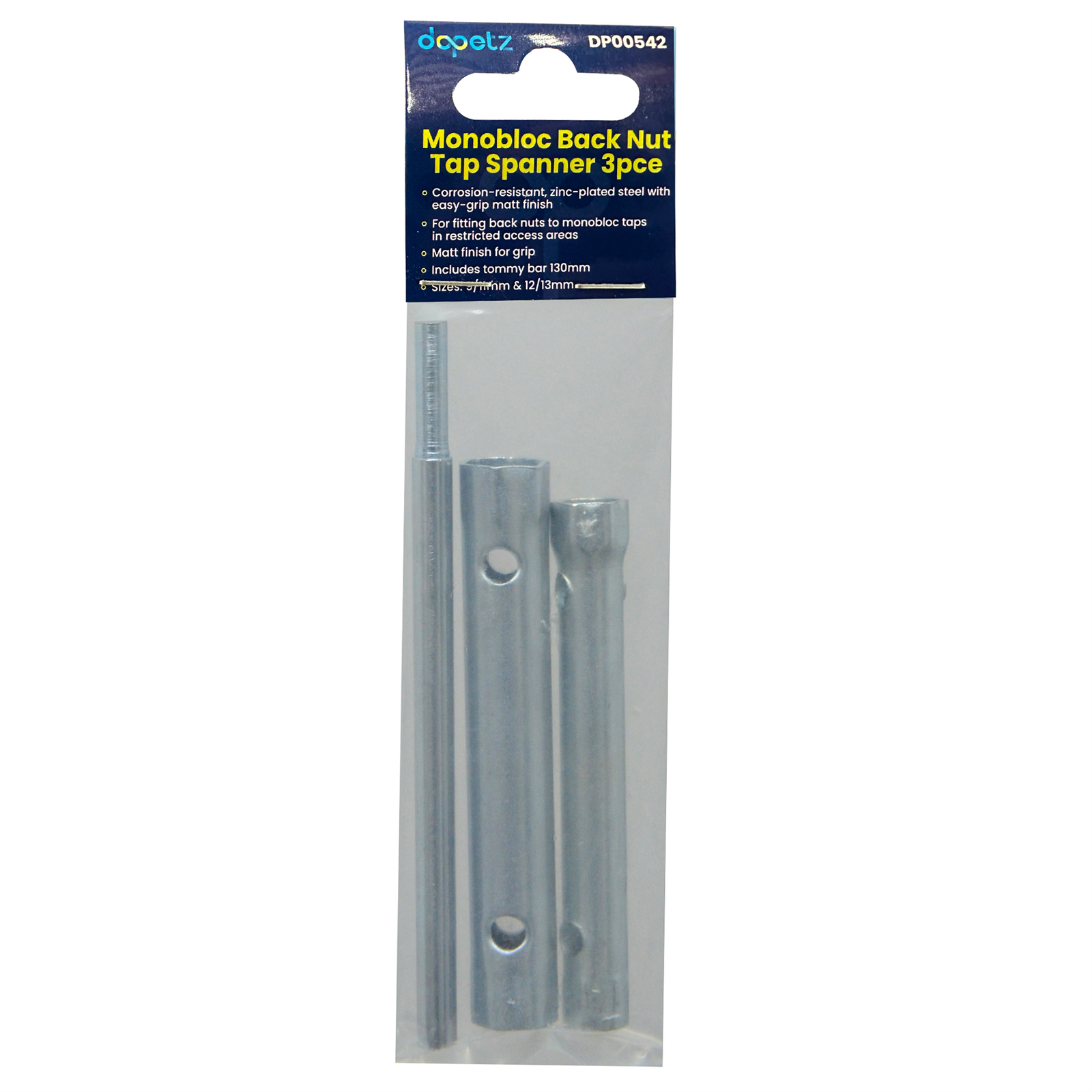 Monoblock Tap Spanner Backnut Set 3pc 9-13mm Spanners with Tommy Bar ...