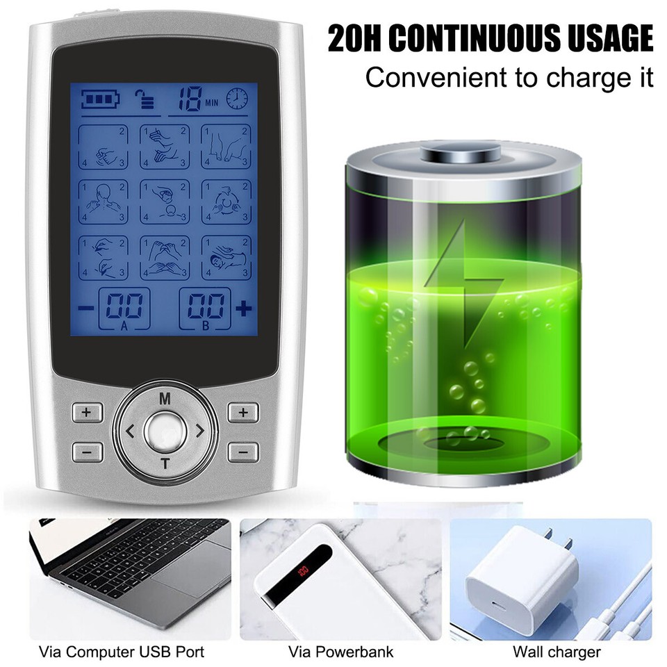 Rechargeable Mini Massager Tens Unit Muscle Stimulator Dual Channel ...