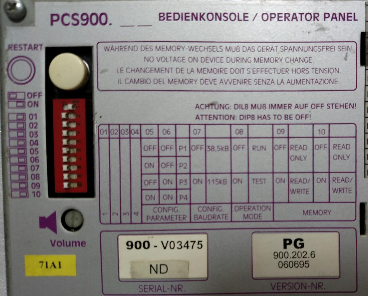 Metronic PCS900 Bedienkonsole / Operator Panel PG 900.202.6 060695 | eBay