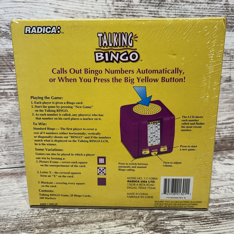 Radica Talking Bingo Electronic Bingo Game Model #1111GBBA Brand New ...