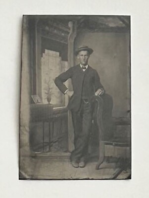 Antique Tintype Gentleman Hat Painted Backdrop | eBay