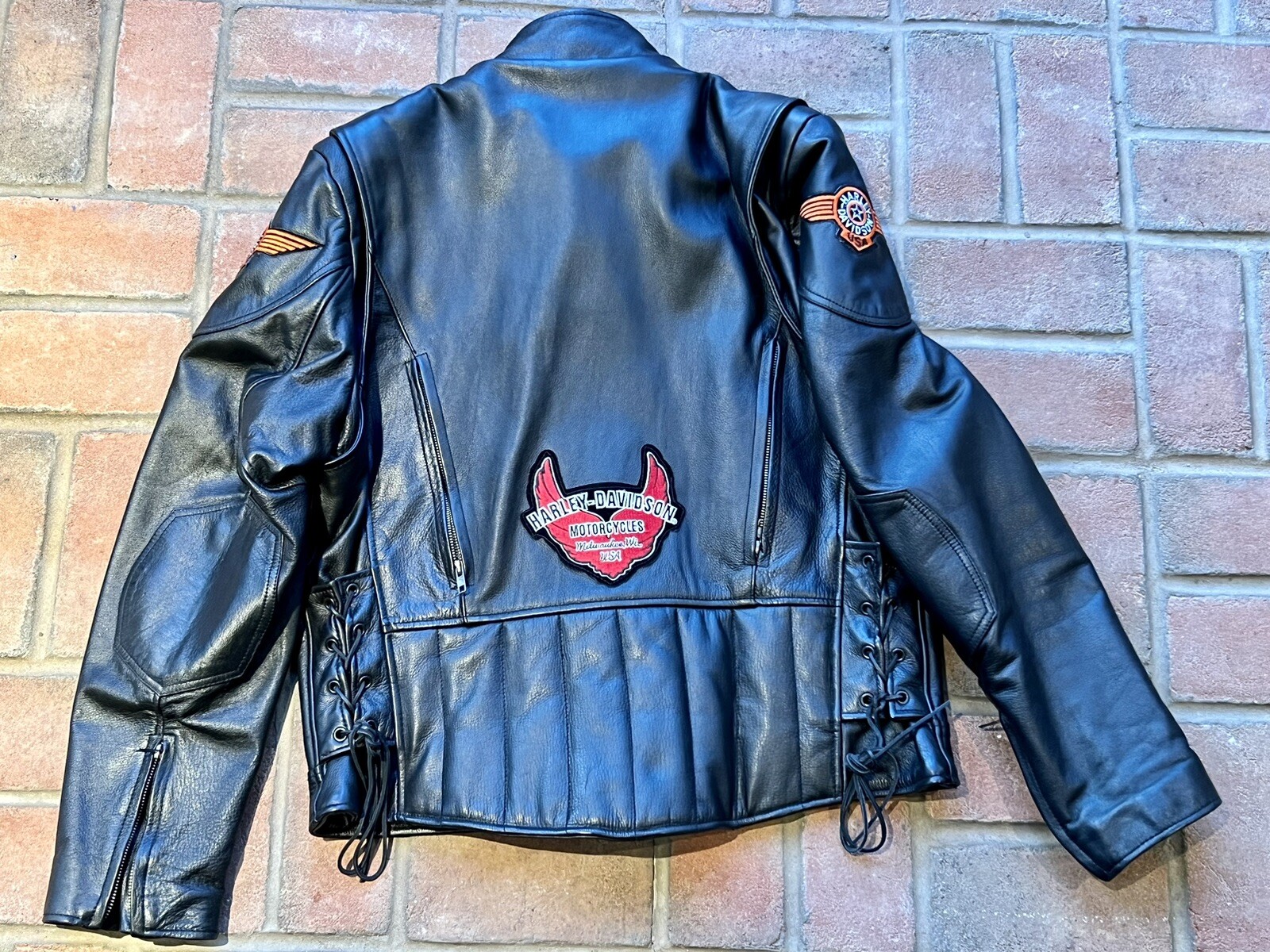 Auth. HARLEY DAVIDSON Heavy Leather Motorcycle Riding Jacket by First ...
