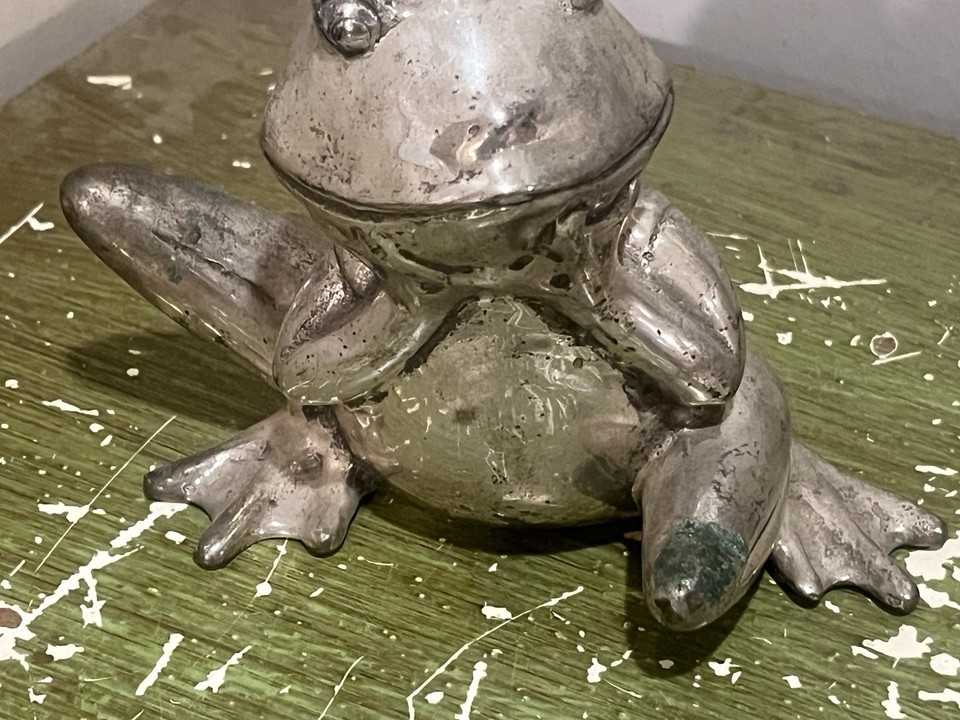 Statue Frog with Crown Buddhism Metal Made in Indonesia 5'' Zen Decor ...