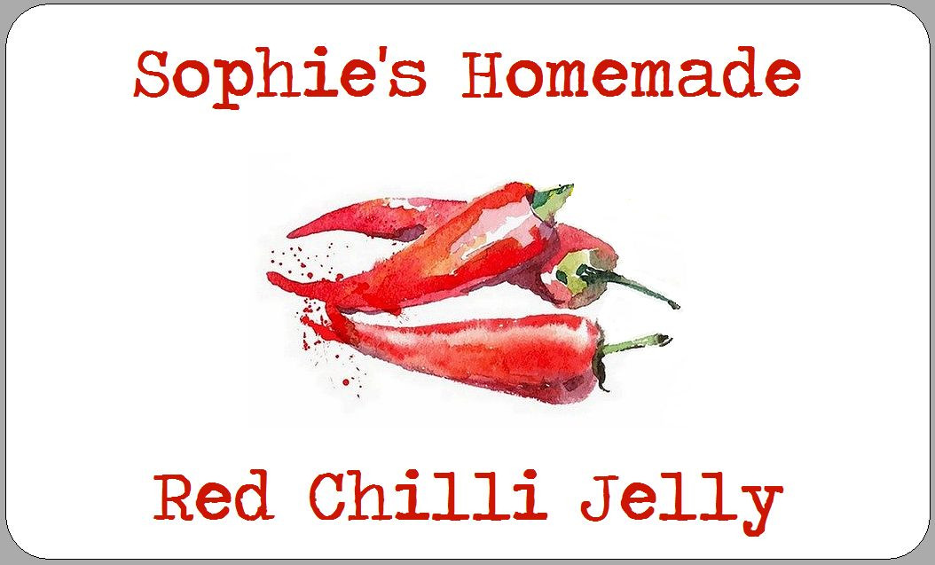 Red Chilli Sticky Labels Personalised Homemade Relish Chutney Jelly ...