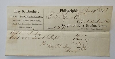 1868 Antique Billhead Receipt Kay & Brother Law Booksellers ...