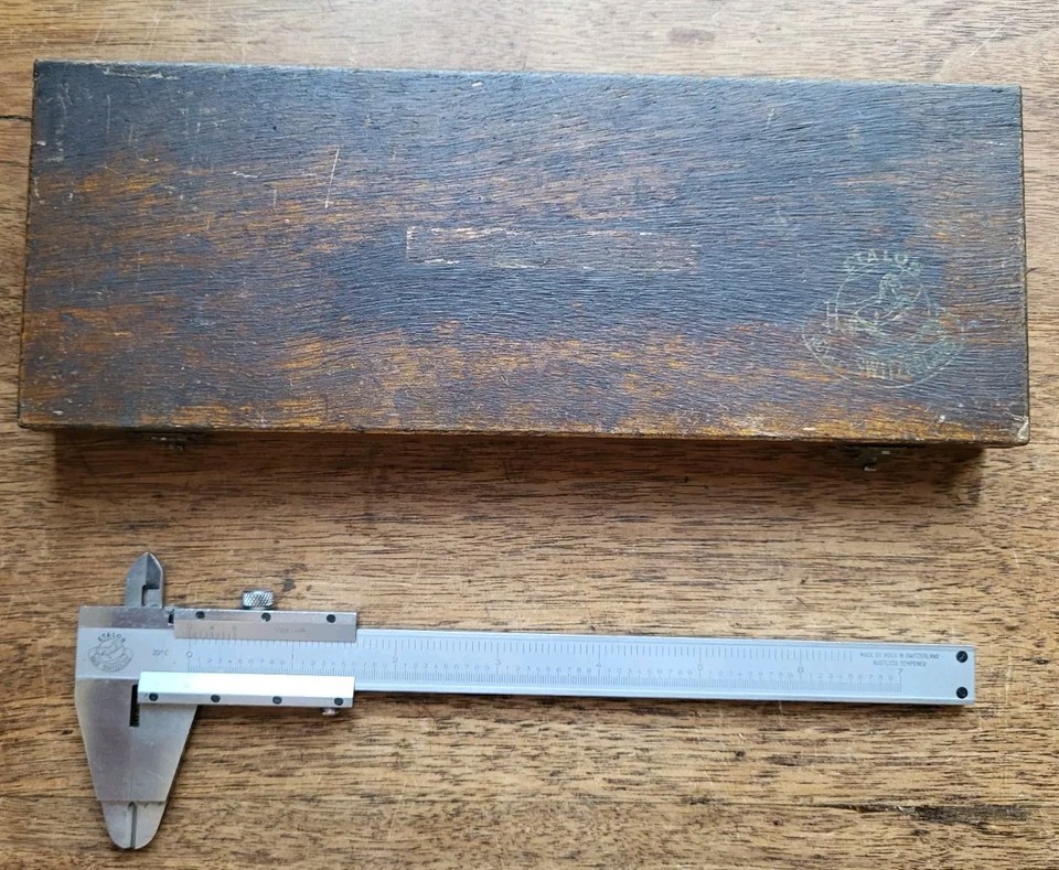 Vintage 7" Etalon Rolle Switzerland Vernier Caliper w/Wood Box ...