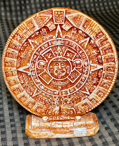 Small 5" Resin Mayan Aztec Calendar Plaque Paper Weight Cozumel Island ...