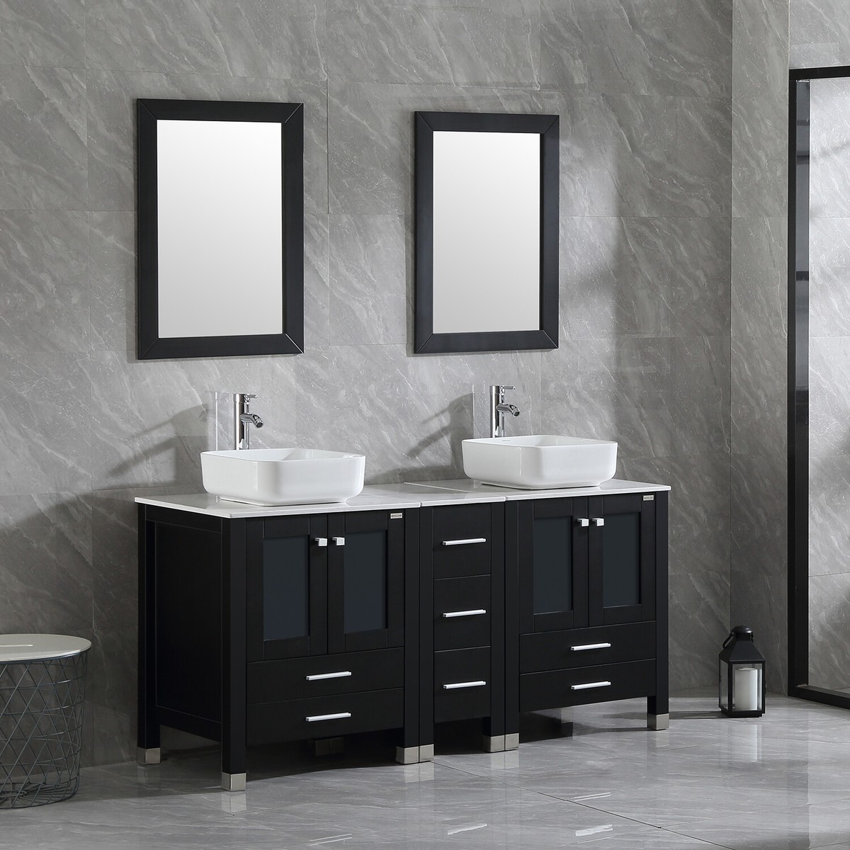 Double Trough Sink Bathroom Vanity Centra 72" Double Bathroom Vanity