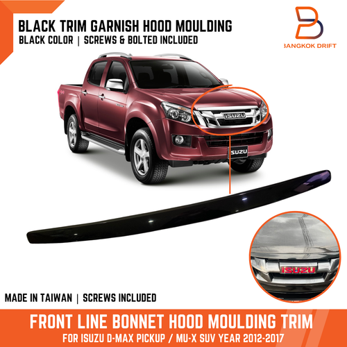 Black Front Line Bonnet Hood Moulding Trim Garnish FIT Isuzu D-Max MU-X ...