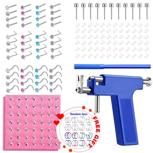 149Pcs Ear Piercing Gun Tool Kit CZ Ear Nose Septum Lip Rings Studs DIY ...