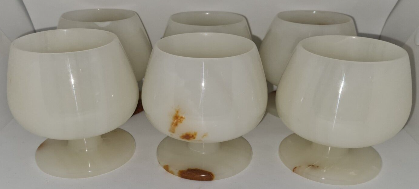 Handmade Natural White Onyx Wine Goblets - Set of 6, 4" x 4" x 4", Cap ...