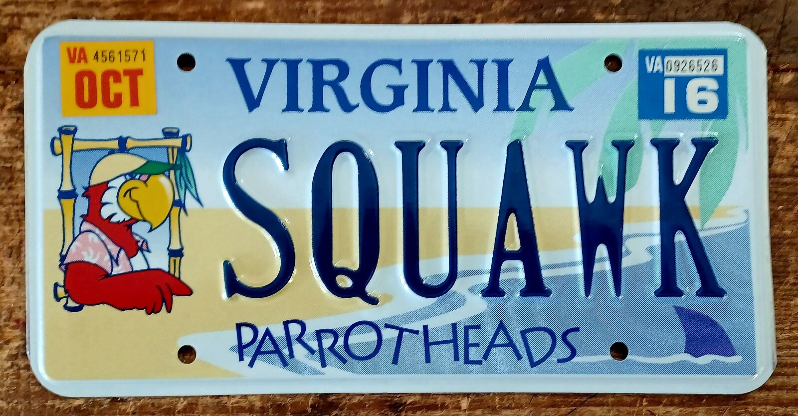 Virginia Jimmy Buffett Parrot Heads License Plate - Adopted by the ...
