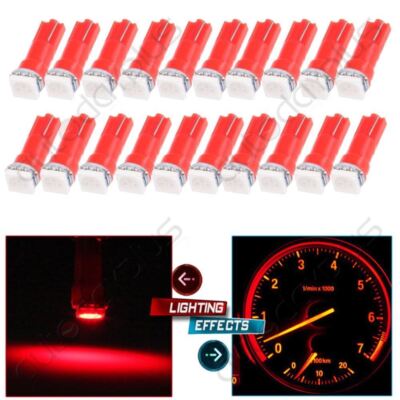 20pcs Red T5 5050 1SMD Wedge Car LED Instrument Panel Light Bulbs for ...