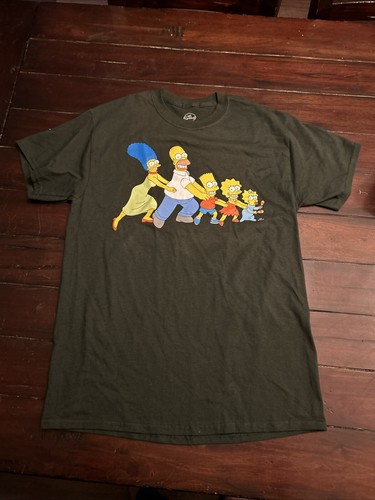 The Simpsons Medium Short Sleeve T Shirt Family Conga Line Dark Green ...