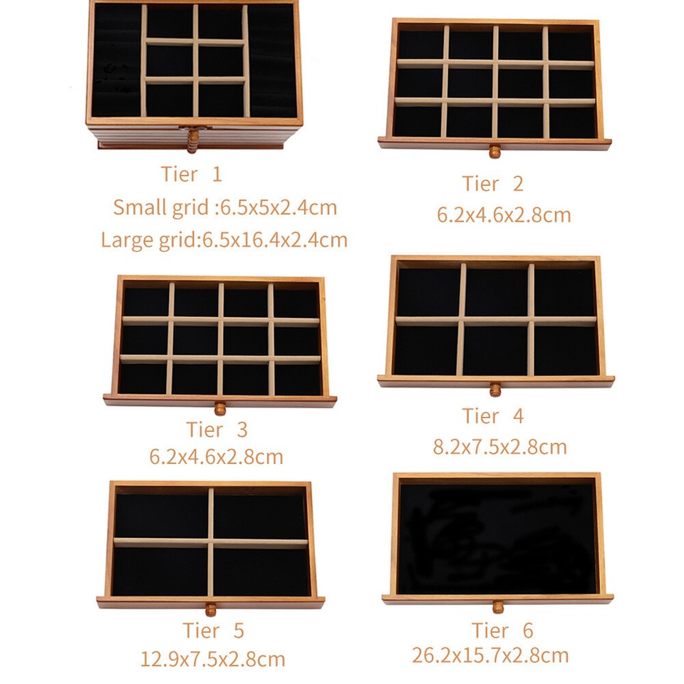 Small Desktop Wooden Storage Jewellery Trinket Box Cabinet Display ...