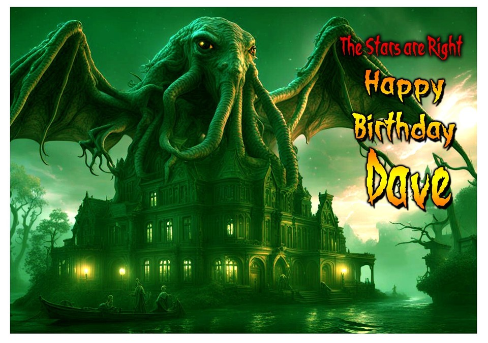 Night-Gaunts H. P. Lovecraft Happy Birthday PERSONALISED Cthulhu Mythos ...