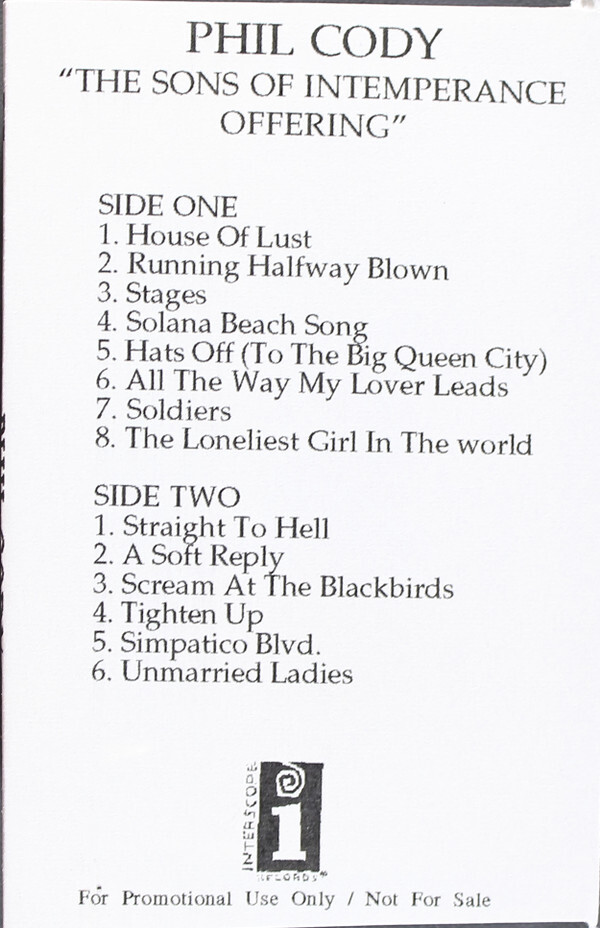 Phil Cody (2) - The Sons Of Intemperance Offering (Cass, Advance, Promo) (Very G | eBay