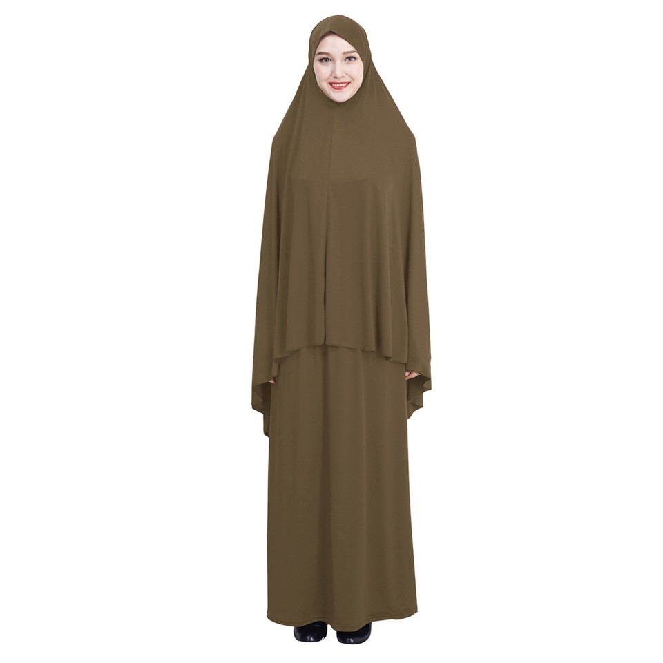 2pcs Women Muslim Overhead Khimar Skirt Abaya Long Robes Burka Pryaer ...
