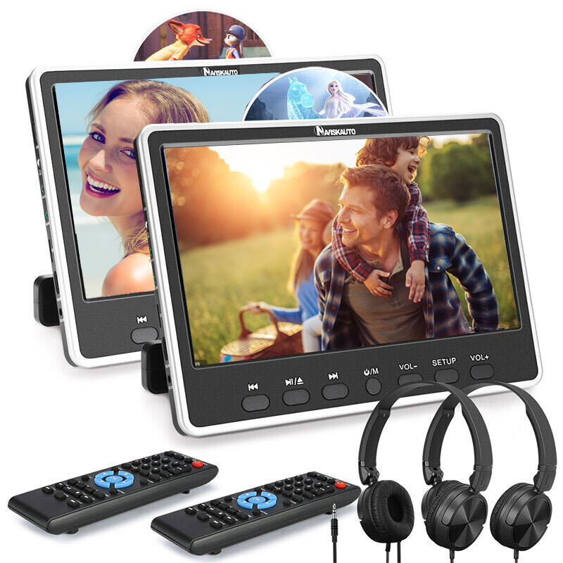 2 x 12" Car Headrest Screen Rear Seat TV Monitor HDMI AV IN OUT USB SD ...