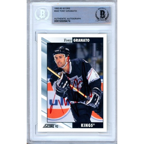 Tony Granato Signed 1992-93 Score #243 Card AUTO Beckett Slabbed LA ...
