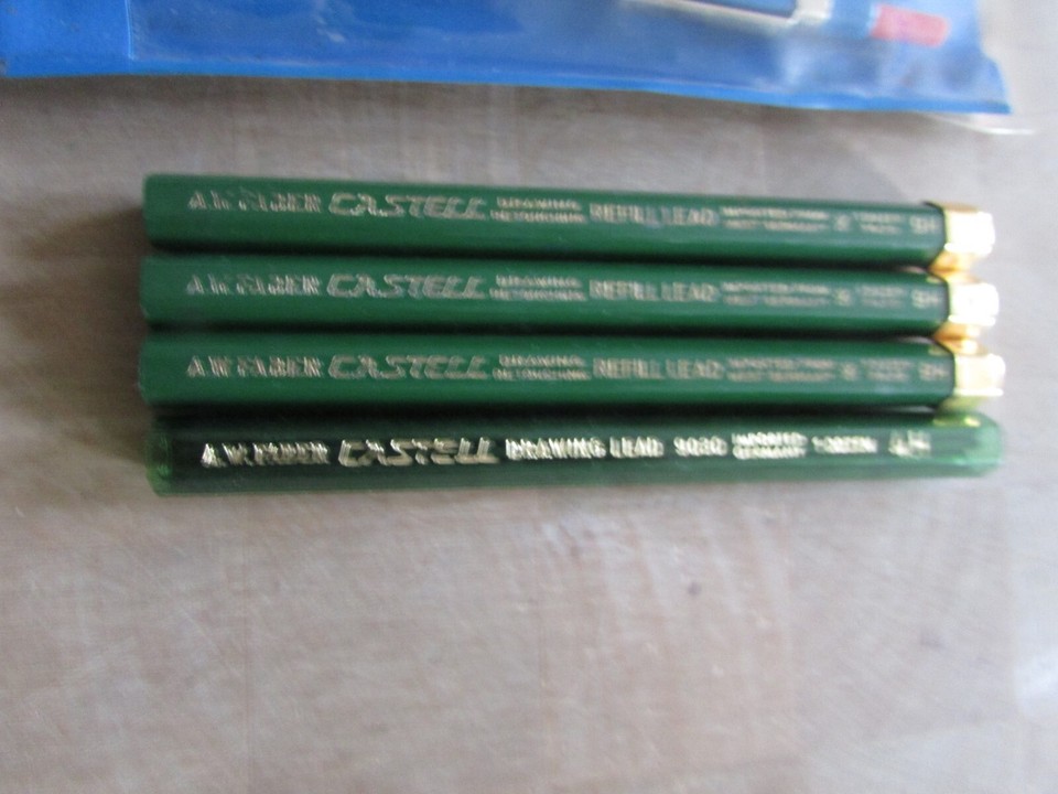 Vtg Lot 4 Faber Castell Green Tube Drawing Lead 9030 9H 4H 3 Staedtler ...