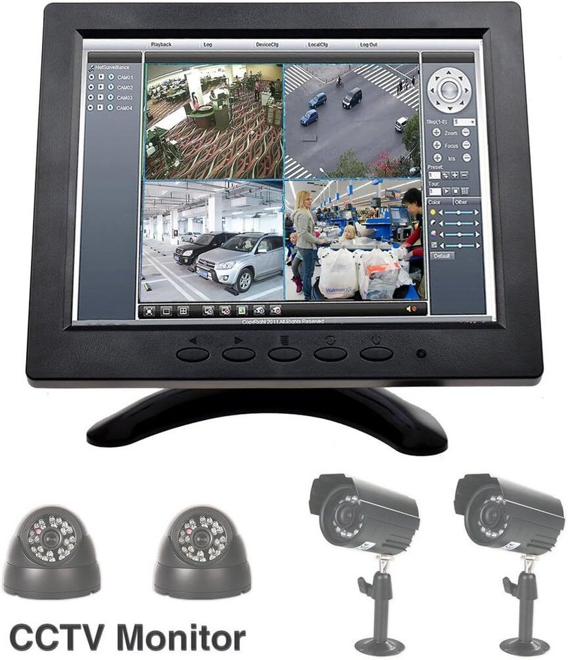 1024x768 8 Inch Portable CCTV Monitor IPS Screen HDMI VGA AV BNC for PC ...