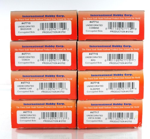 HO Scale ***UNDECORATED*** Lightweight Passenger Car 8-Pack Set ...