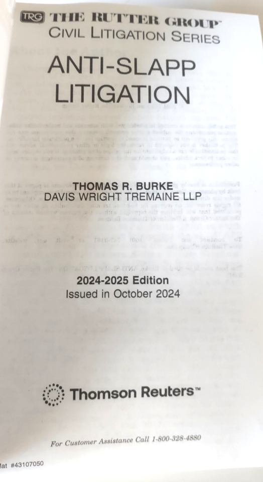 2024-2025 Rutter Group Anti-Slapp Litigation Civil Litigation Series | eBay