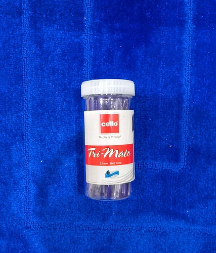 Pack Of 25 BIC Cello Tri-Mate 0.7mm Ball-Point Pens Blue Ink Free ...