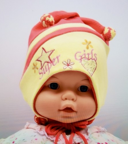 JACOB Baby Girls’ 100% Cotton Red / Yellow Embroidered Hat Sz 0-6 ...