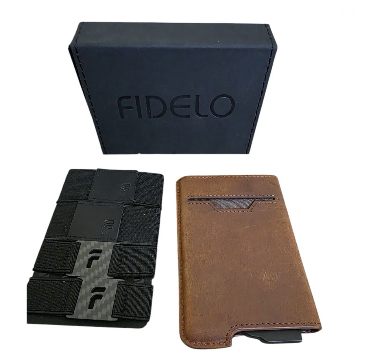 FIDELO Minimalist Card Wallet Hybrid Leather Slim Wallet - Brown RFID ...