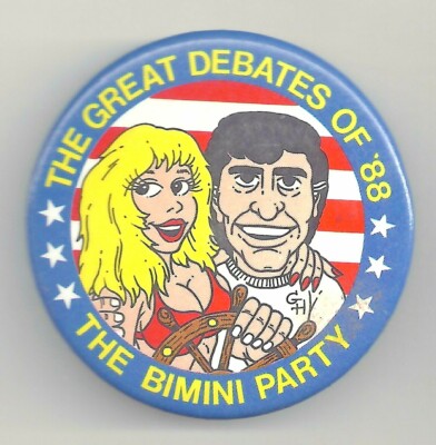 Gary Hart & Donna Rice Pin ~ The GREAT DEBATES Of '88 ~ The BIMINI ...