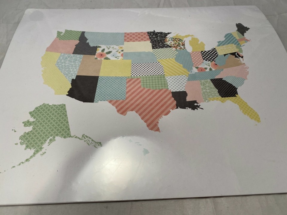 Fancy Pants Scrapbook Colorful Map of United States 8 x 10 Design Paper ...