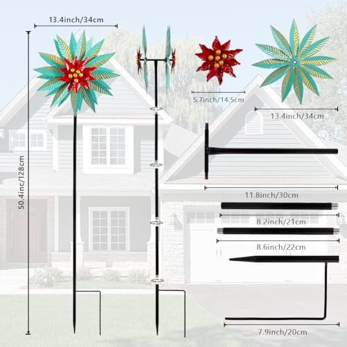 Poinsettia Wind Spinners Outdoor, Kinetic Wind Sculptures & Spinners ...