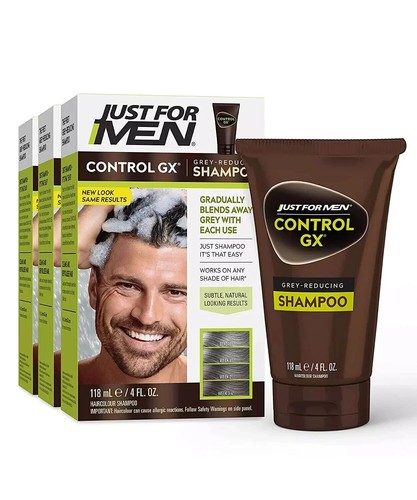 3 Pack Just For Men Control GX Grey Reducing Shampoo,Gradual Hair Color ...