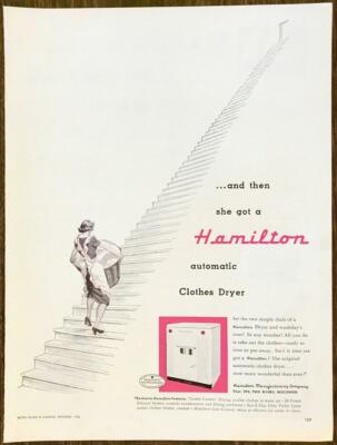 1952 Hamilton Clothes Dryer PRINT AD Clever Image Housewife Very Long ...