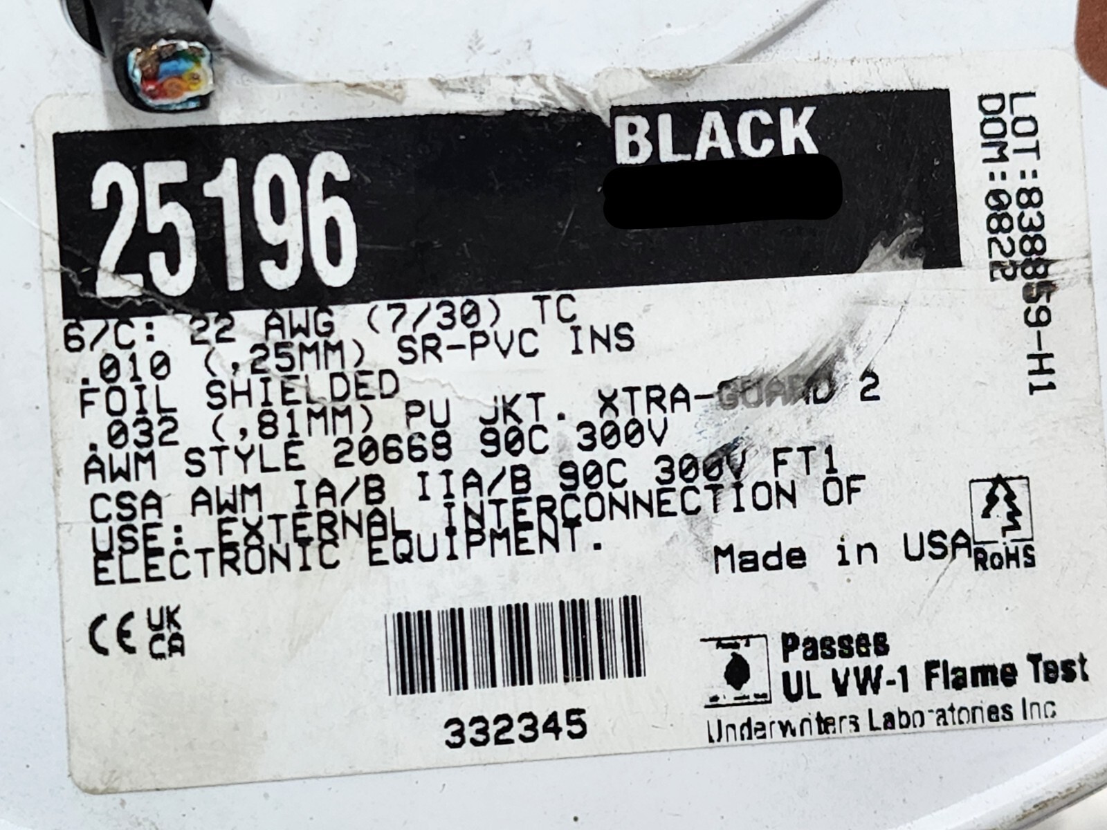 Alpha Wire 25196 22/6C XtraGuard 2 TPU Premium Shielded Control Cable ...