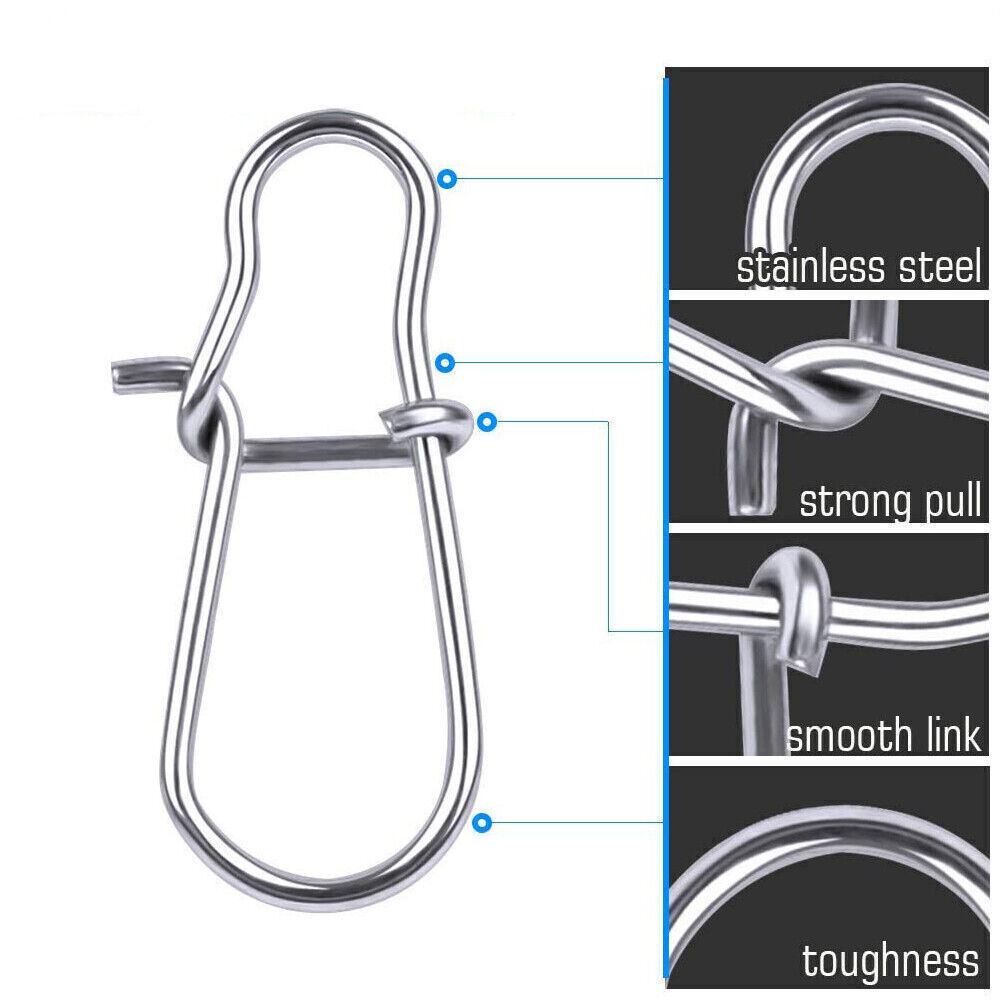 100PCS Fishing Snaps Fastlock Clips Lures Barrel Swivels 00#-6 ...