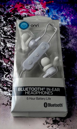 White ONN Bluetooth In-ear Headphones With Micro-usb Charging Cable ...